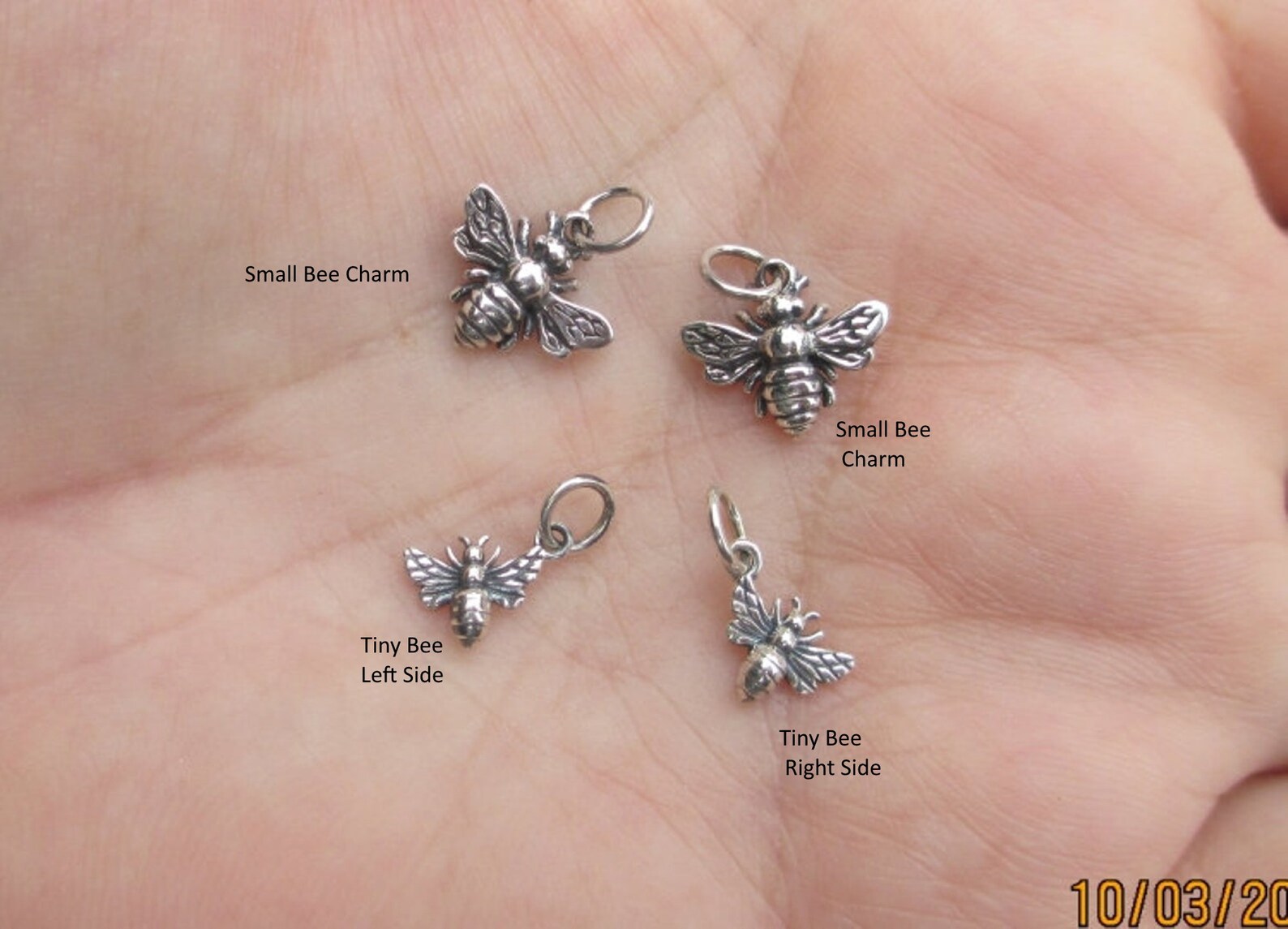 Sterling Silver Honey Bee Charm or Sideways Bee Charmonetwo | Etsy