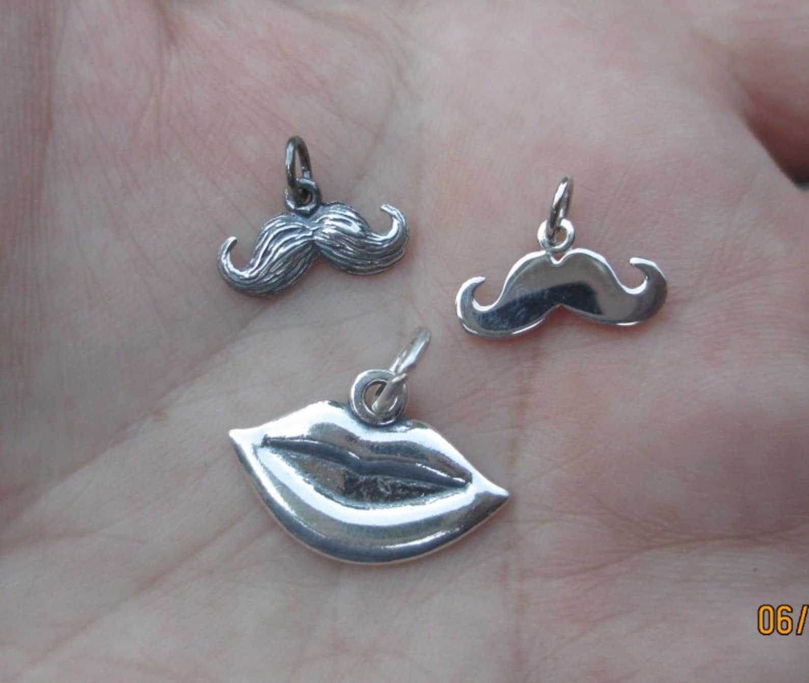 Sterling Silver Mustache Charm(one Charm)you Choose Which Style or Lips ...