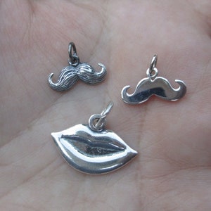 Sterling Silver Mustache Charm(one Charm)you Choose Which Style or Lips ...