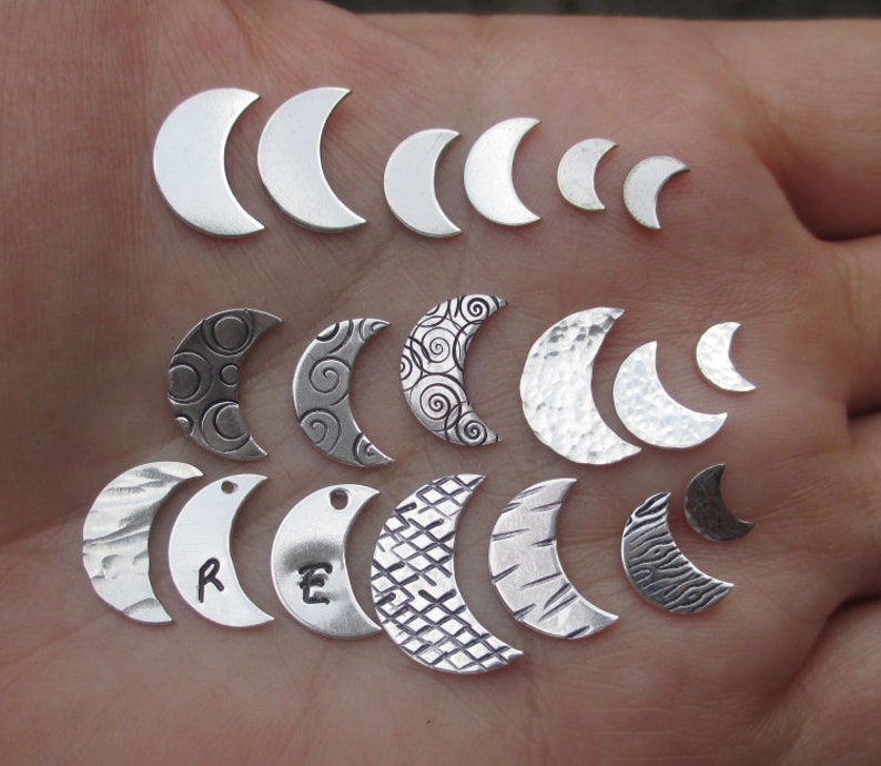 Sterling Silver Moon Stampings1/4 3/8 1/2 | Etsy