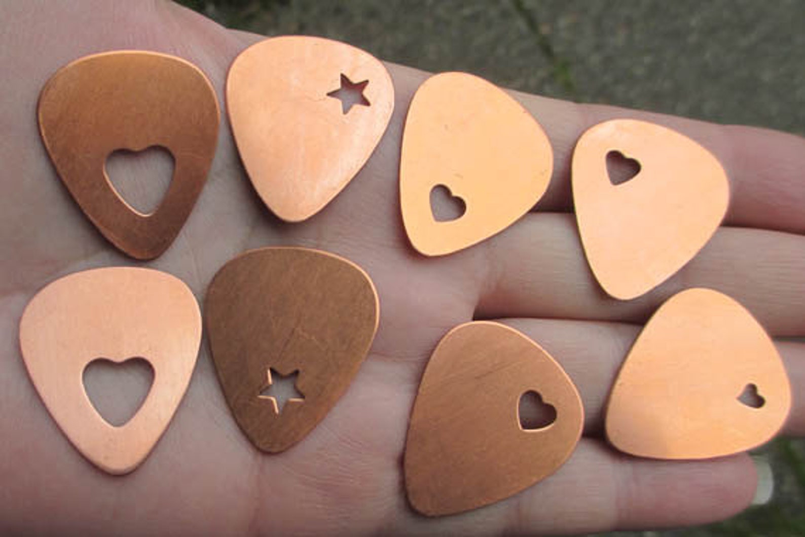 Copper Guitar Picks With Heart or Star Cut Outyou Choose - Etsy