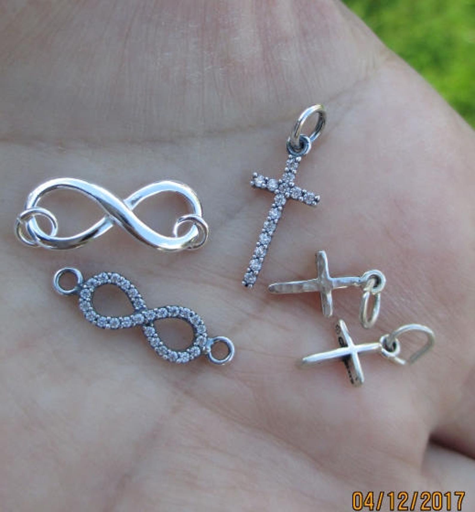 Sterling Silver Infinity Link CZ Infinity Link CZ Cross | Etsy