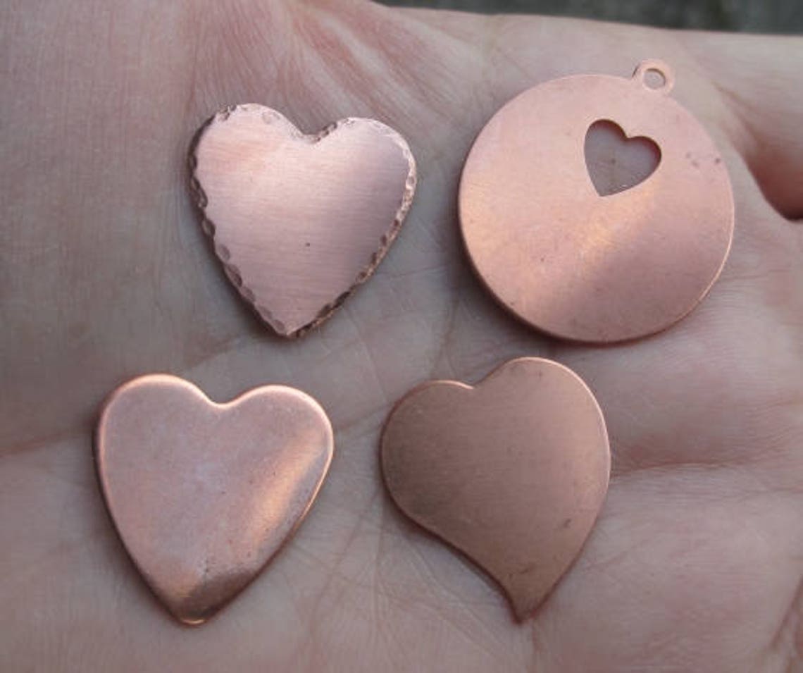 Copper Heart Stampings- You Choose Which Style - Etsy