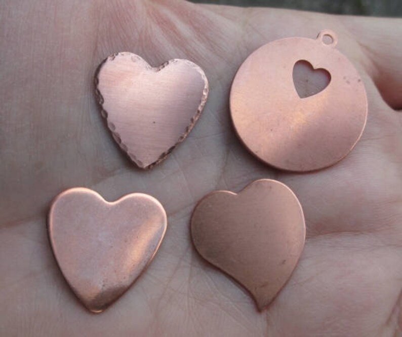Copper Heart Stampings- You Choose Which Style - Etsy