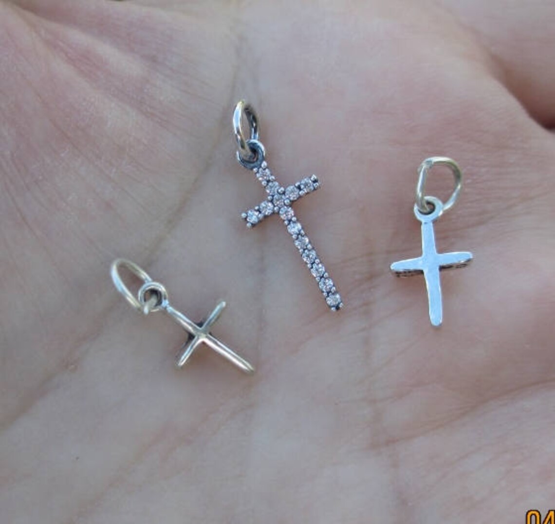 Sterling Silver Infinity Link, CZ Infinity Link, CZ Cross Charm or ...