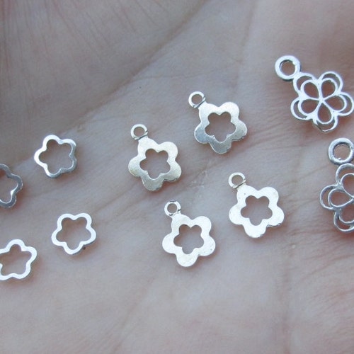 Sterling Silver Flower Charms or Connectors You Choose Which - Etsy
