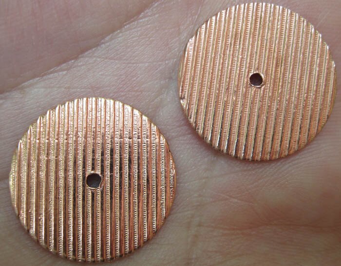 Copper Round Striped Discs Square frames or offset copper | Etsy