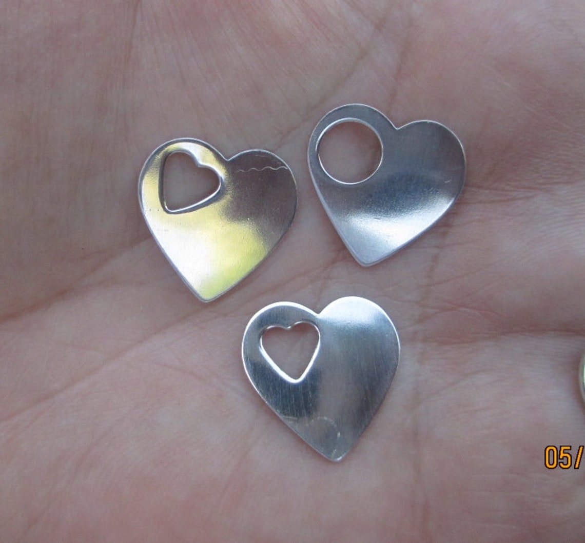 Sterling Silver Heart Disc 5/8 Inch234 or 6 | Etsy