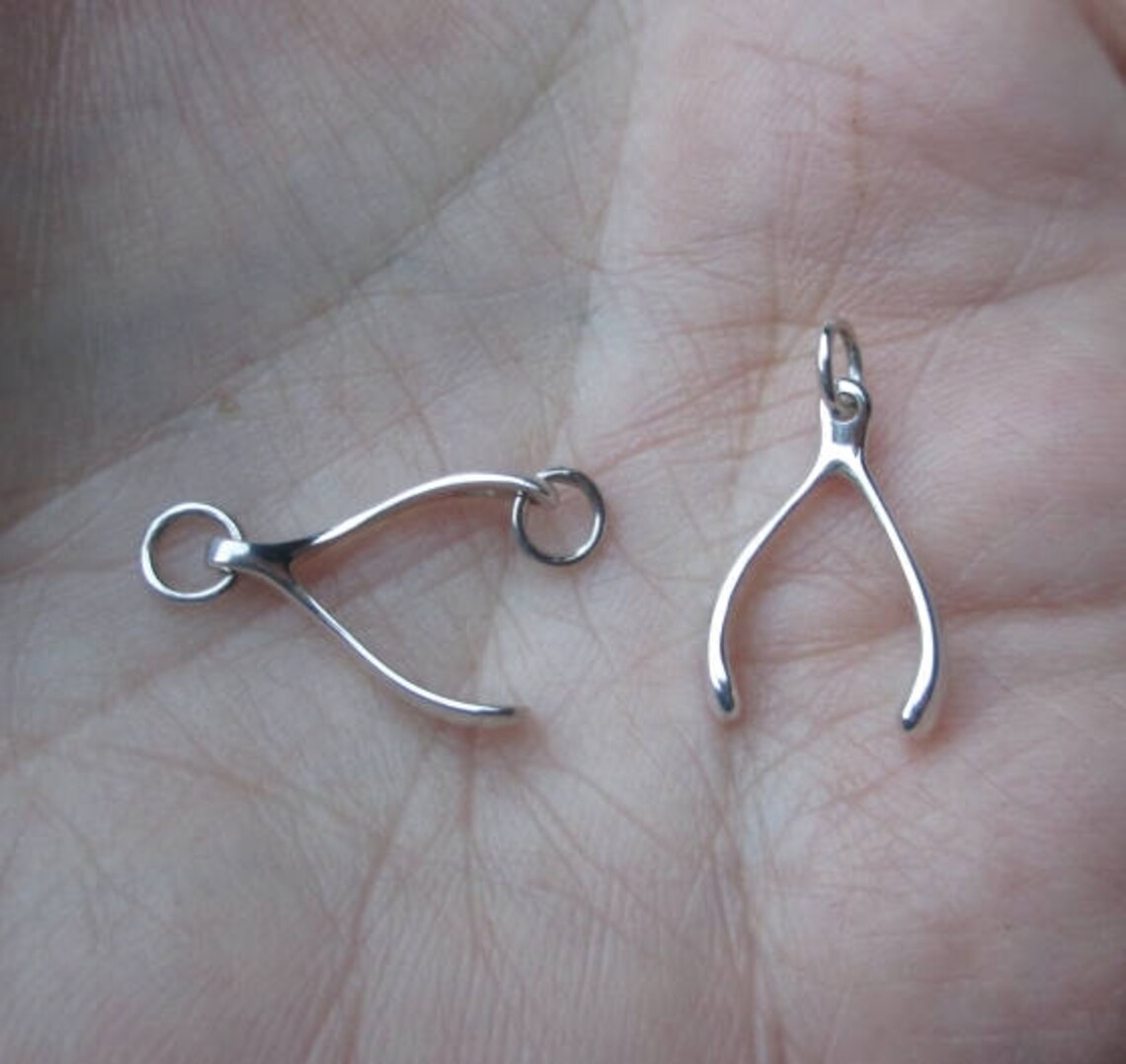 Sterling Silver Wishbone Charmsyou Choose Which Size and | Etsy