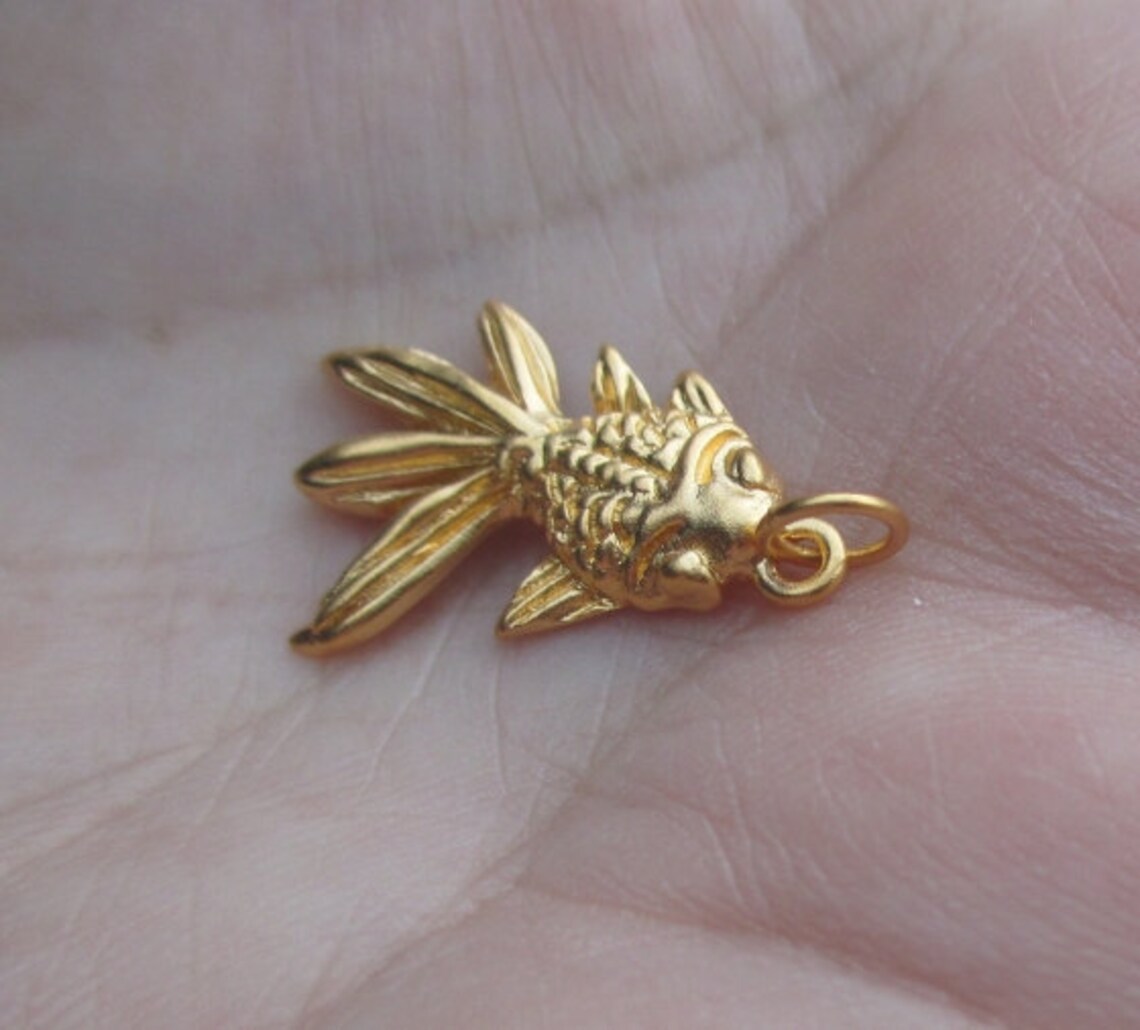 Sterling Silver Fish Charm(small or Medium Size) or Gold Plated Over ...