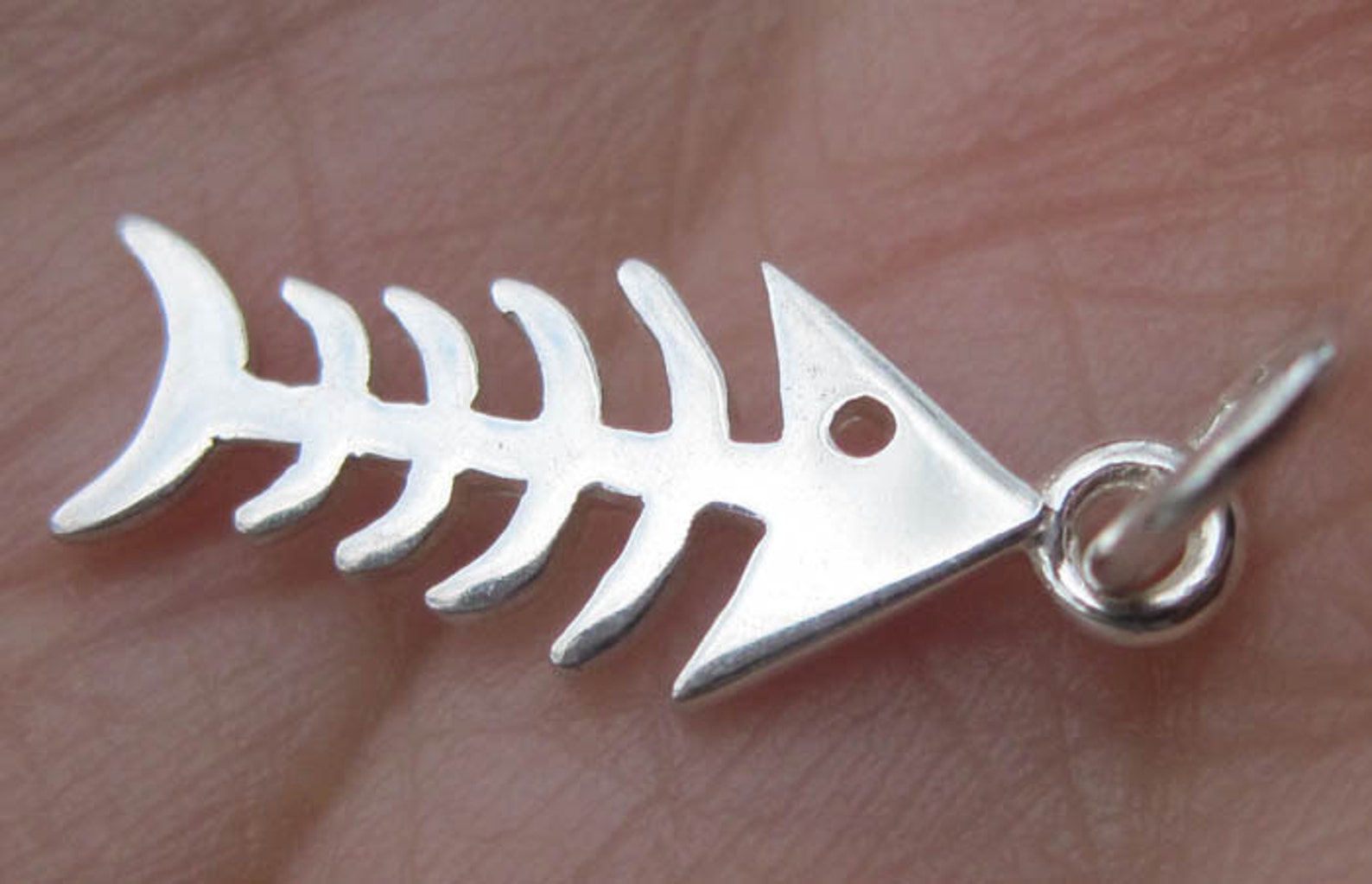 Sterling Silver Fish Bone, or Cat Charm(one Charm)you Choose Which One ...