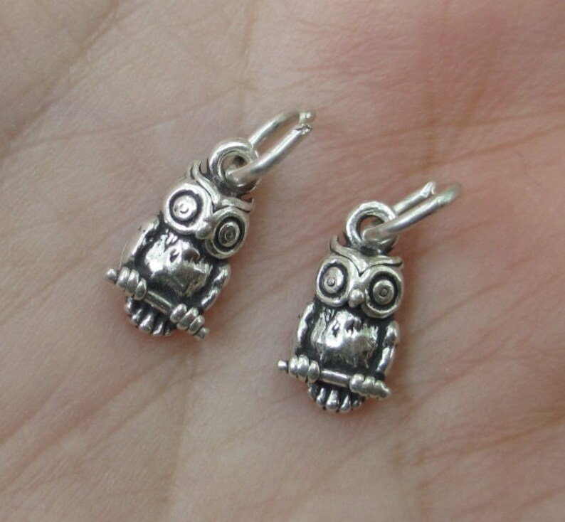 Sterling Silver Owl Charms large or Small - Etsy
