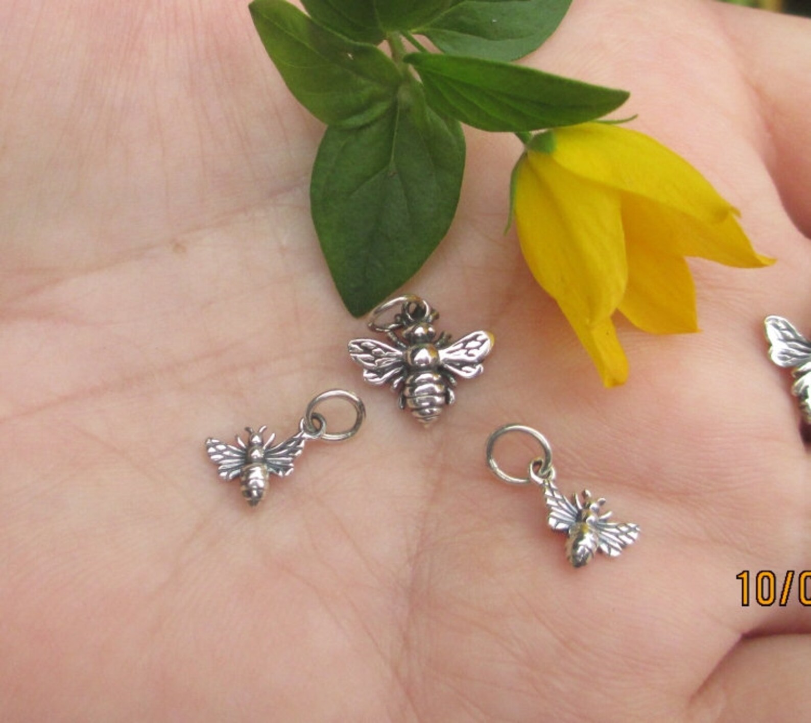 Sterling Silver Honey Bee Charm or Sideways Bee Charmonetwo | Etsy