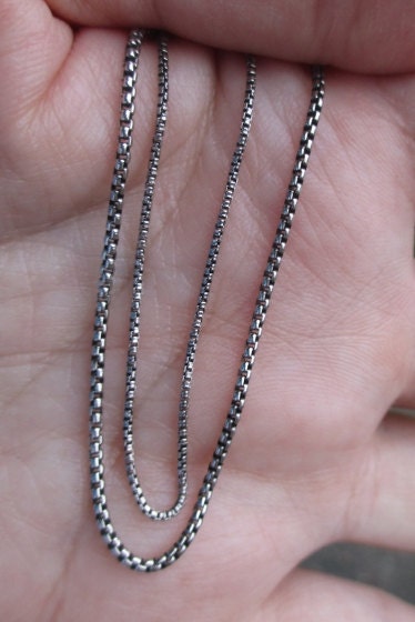Sterling Silver Box Chain Finished Necklace 1mm18 | Etsy