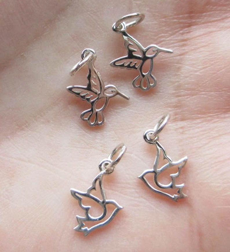 Tiny Sterling Silver Peace Dove or Hummingbird Charmsone | Etsy