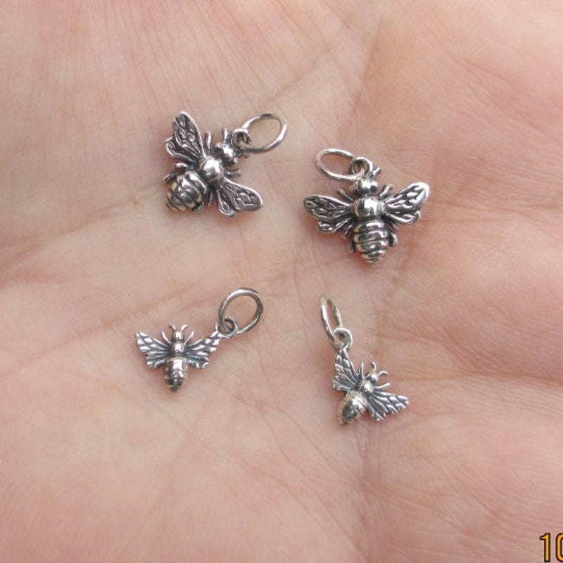 Silver Bee Charms - Etsy