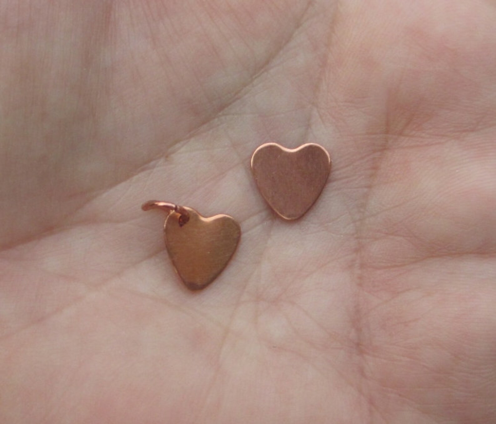 Sterling or Copper Heart Disc 3/8 Inch, or 1/4" Hearts(22 or 24gauge ...