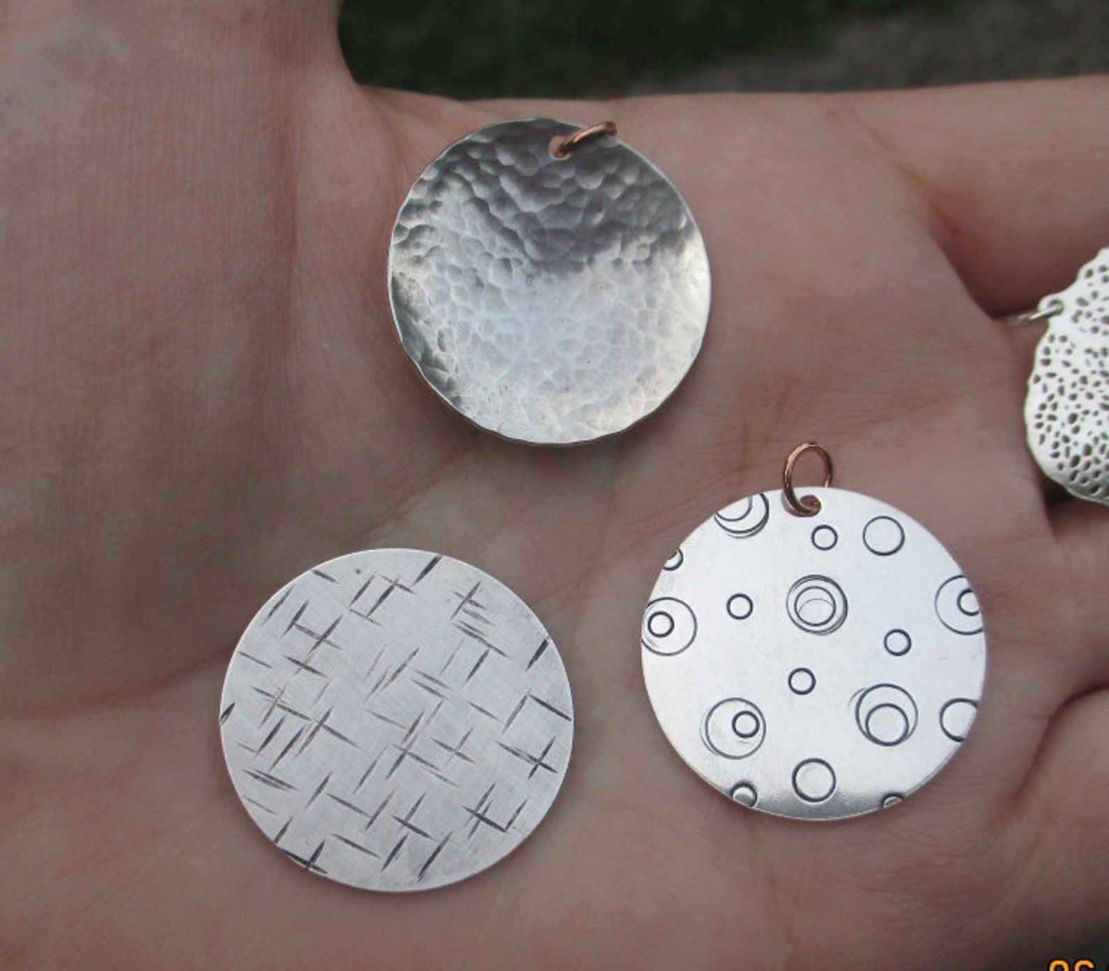 Sterling Silver Leaf Disc Leaf Spiral or Hammered Discs - Etsy