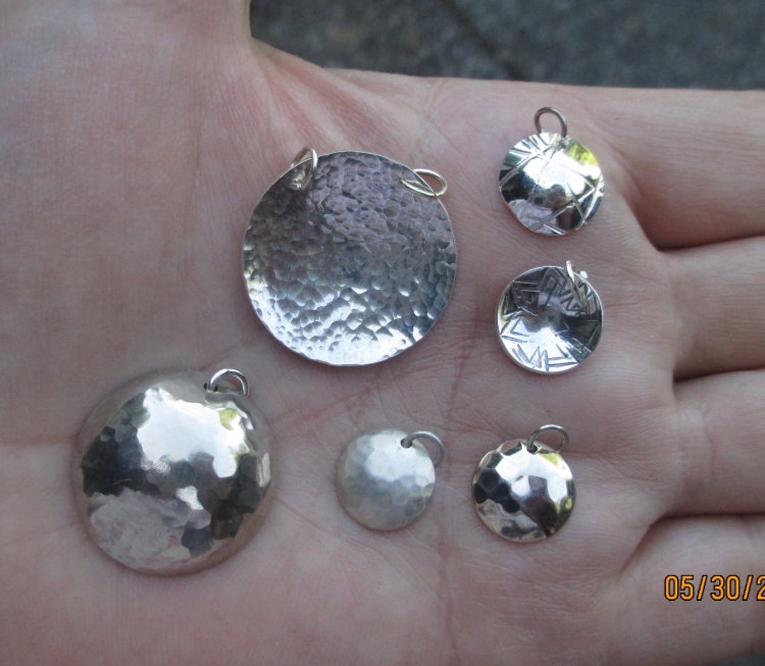 Round Sterling Silver Domed Discs - Matte Finish, or Shiny 3/8" to 1-1/ ...