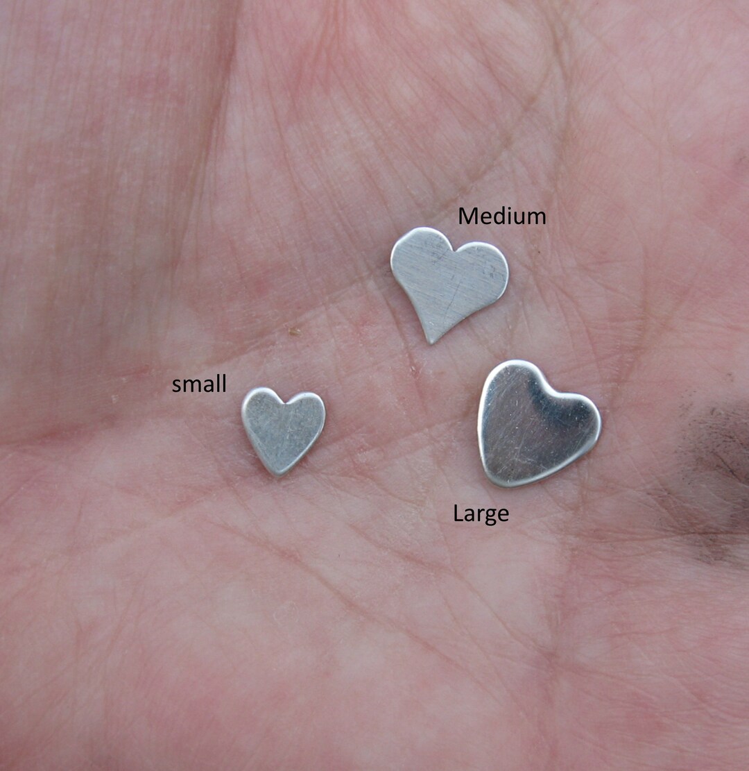 Sterling Silver Small/tiny Heart Stamping 8mm 9.5mm or 10mm(2 or 3 ...