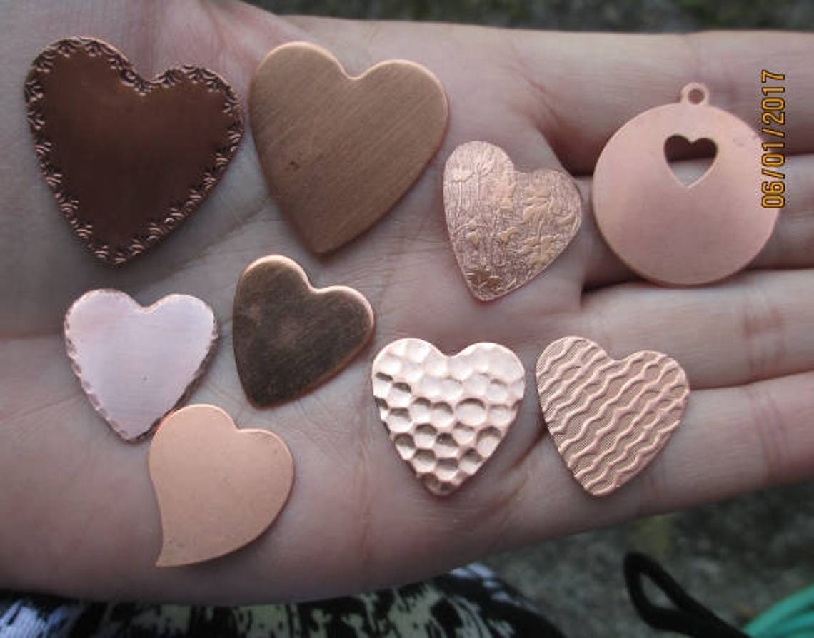 Copper Heart Stampings- You Choose Which Style - Etsy