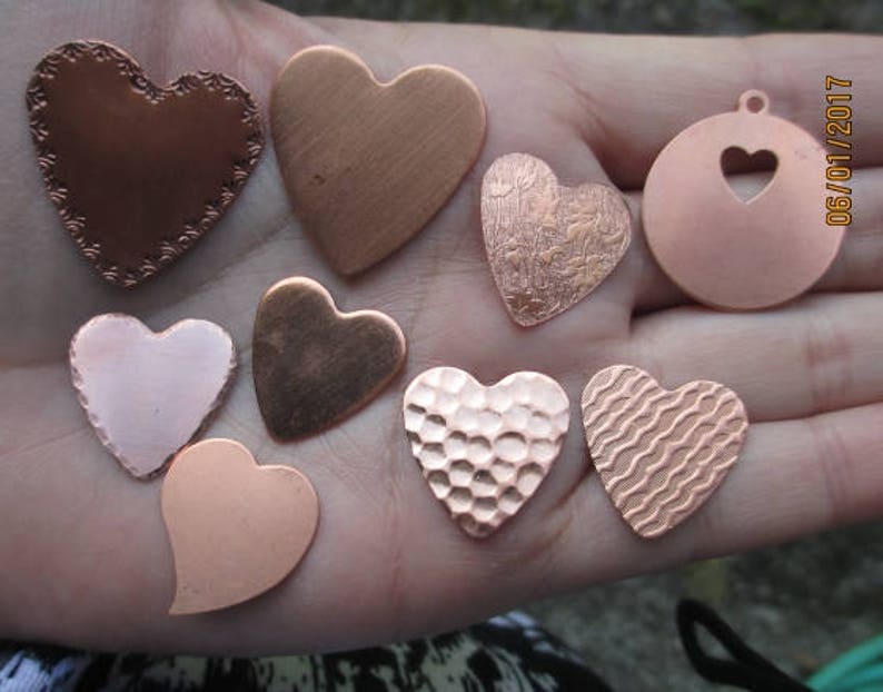 Copper Heart Stampings- You Choose Which Style - Etsy