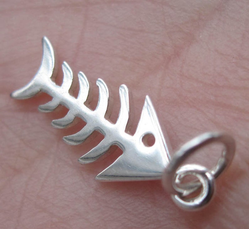 Sterling Silver Fish Bone, or Cat Charm(one Charm)you Choose Which One ...