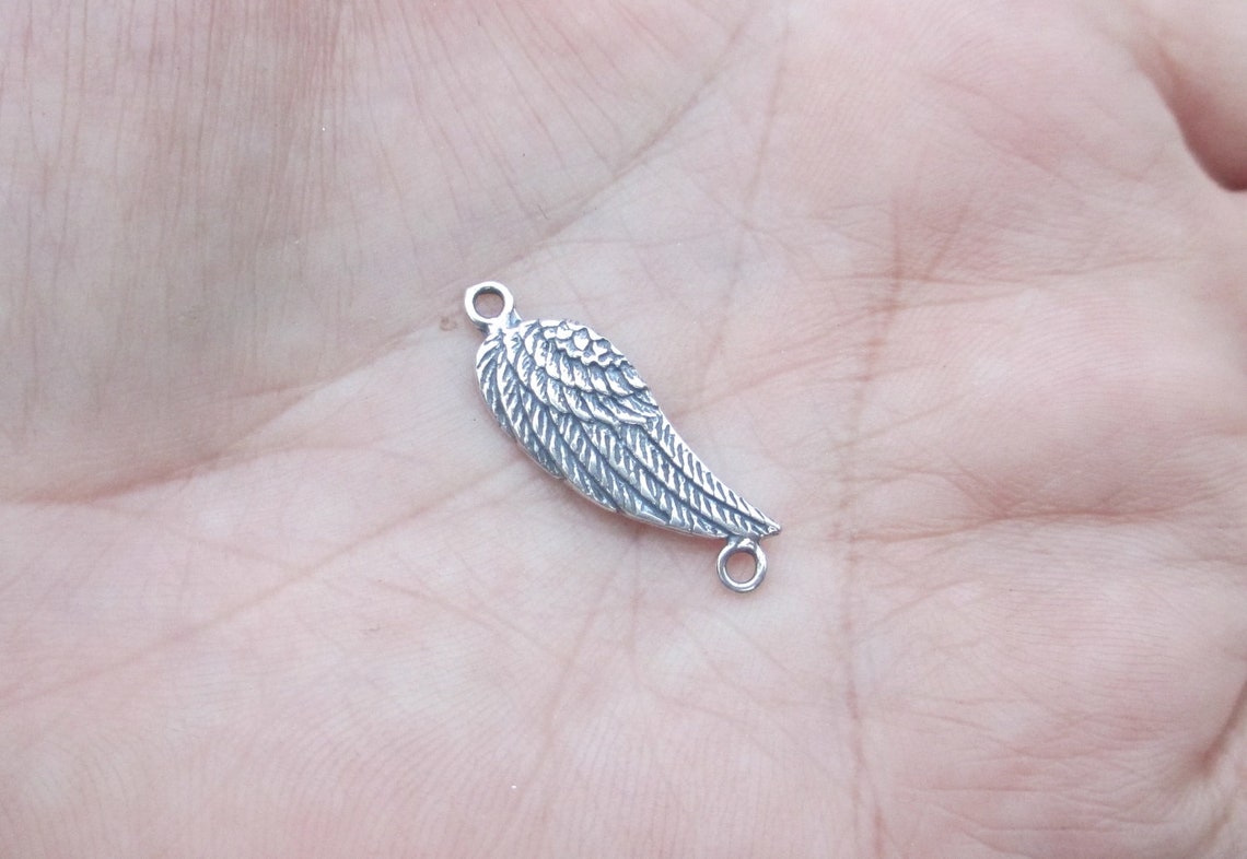 Sterling Silver Angel Wing Connector, Locket or Angel Wing Heart(one ...