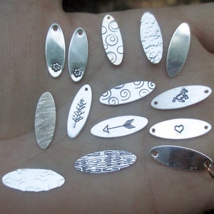 Sterling Silver Small Oval Disc(20mm X 7mm) Plain or Textured, or 32mm ...
