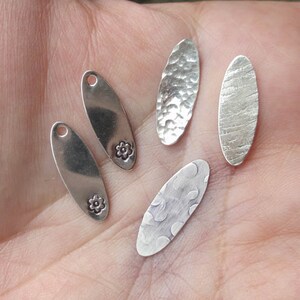 Sterling Silver Small Oval Disc(20mm X 7mm) Plain or Textured, or 32mm ...