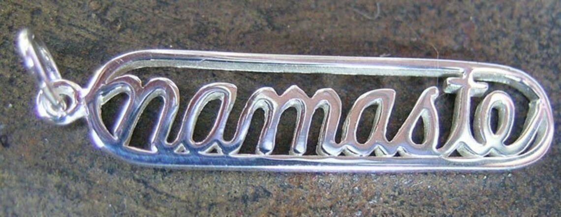 Sterling Silver Gold Plated Namaste Charm or Rock Star | Etsy