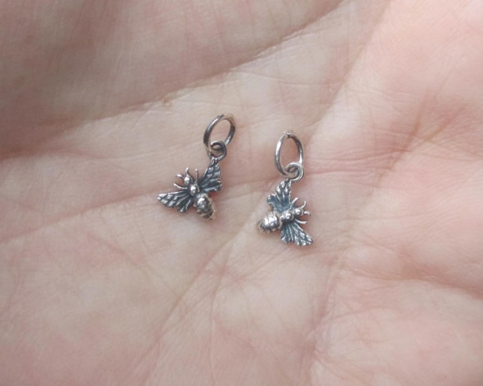 Sterling Silver Honey Bee Charm or Sideways Bee Charmonetwo | Etsy