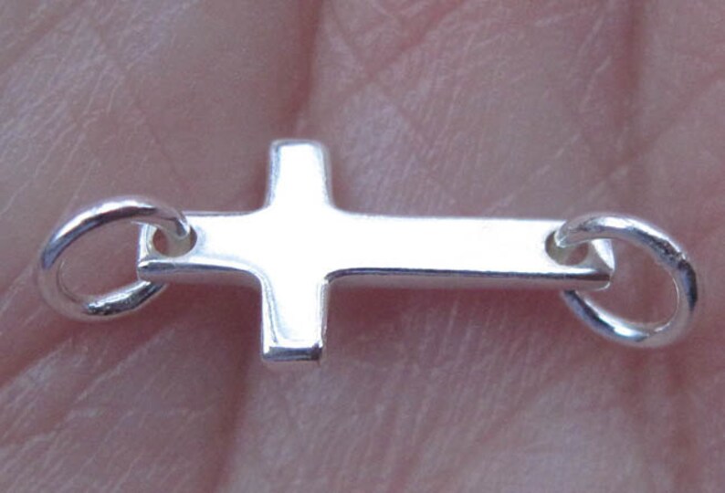 Sterling Silver Small Cross Link, Small Cross Charm or Hammered Cross ...
