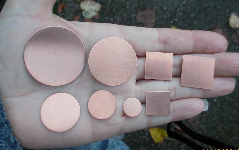 Copper Round Discs and Squares Assorted Sizes24 or 22 - Etsy
