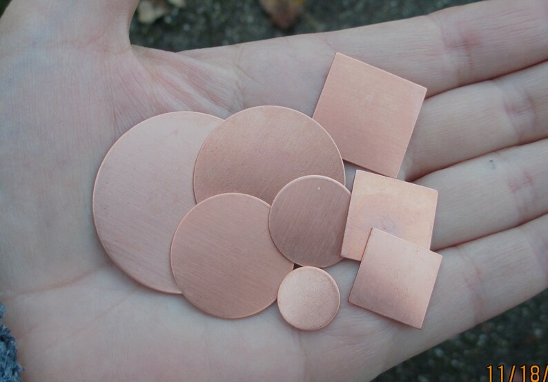 Copper Round Discs and Squares Assorted sizes24 or 22 | Etsy