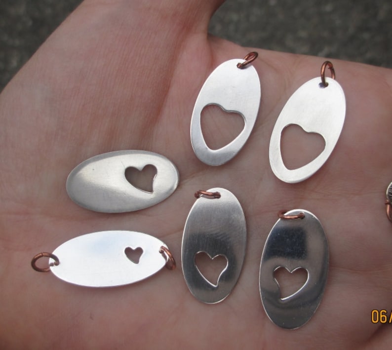 Sterling Silver Oval Disc With Heart Cut Out or Design - Etsy
