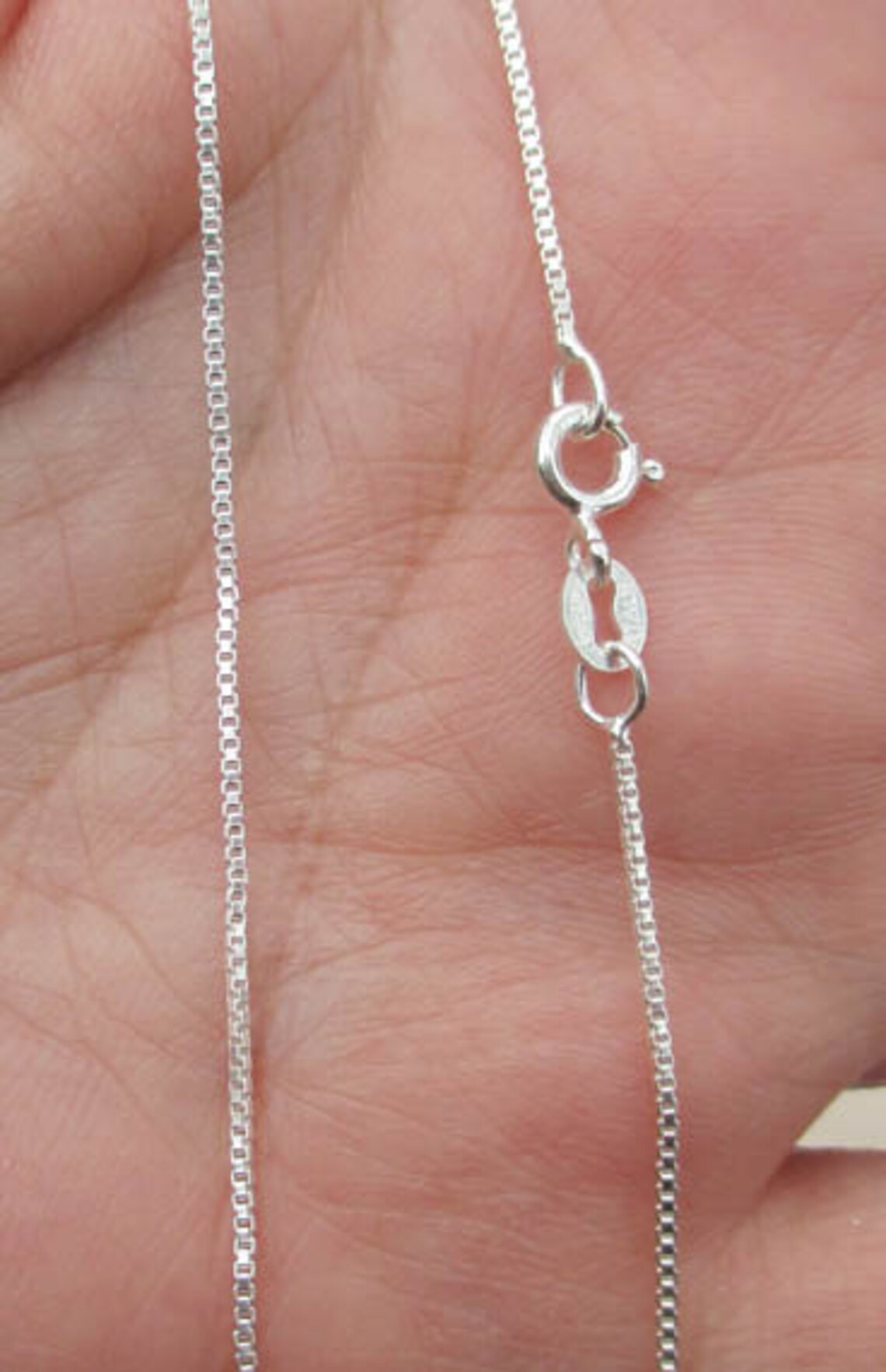 Sterling Silver Box Chain Finished Necklace 1mm18 | Etsy