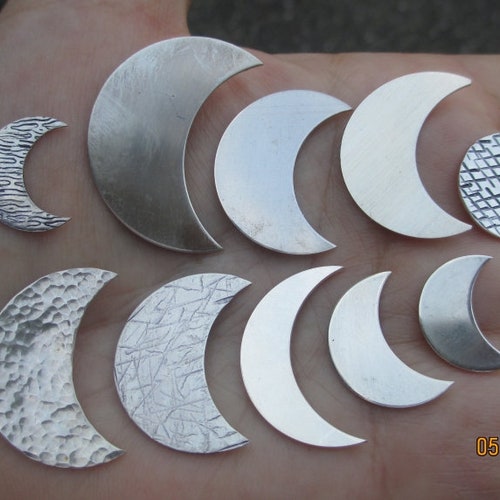 Sterling Silver Moon Stampings1/4 3/8 1/2 - Etsy