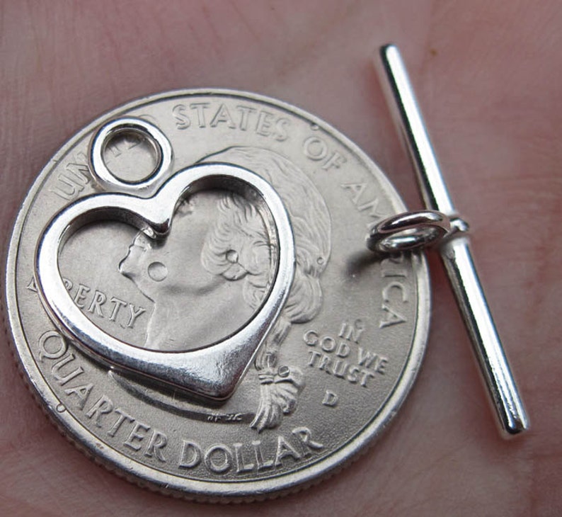 Sterling Silver Heart Clasp, Heart and Arrow Clasp, Open Heart Charm ...