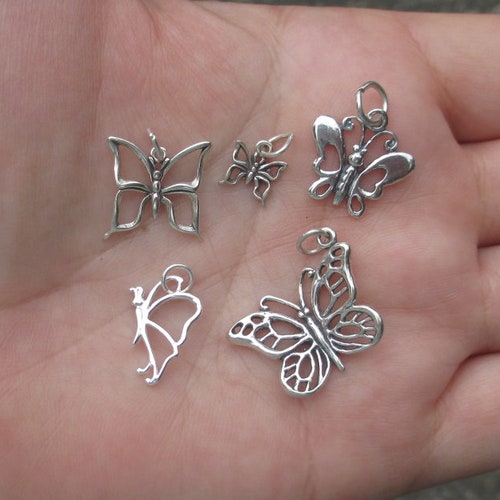 4 of 925 Sterling Silver Small Butterfly Charms 6.5x8 Mm. - Etsy