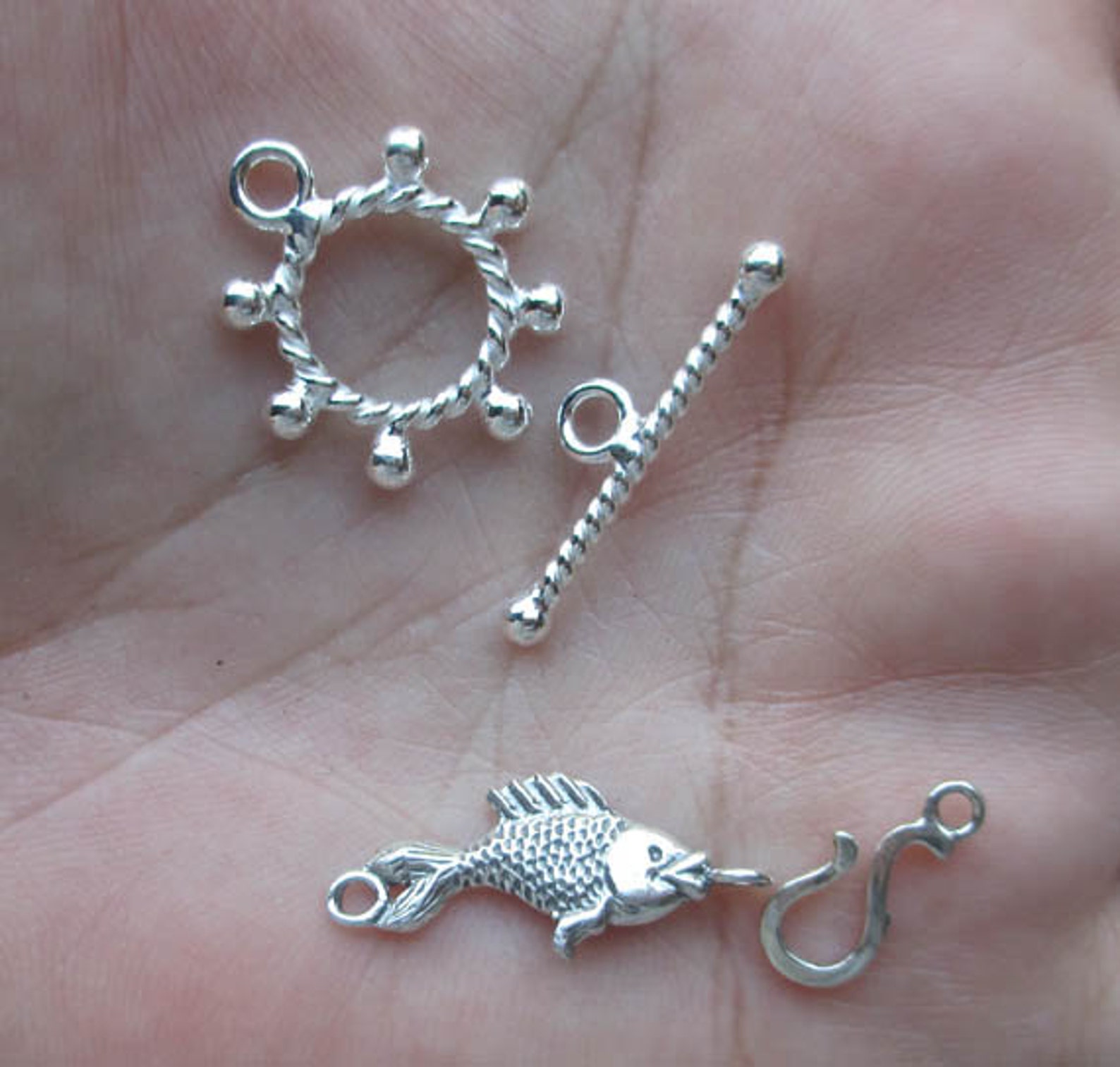 Sterling Silver Fish Clasp or Captains Wheelone Clasp - Etsy