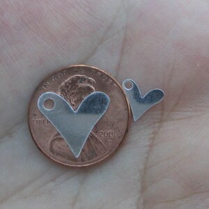 Sterling Silver Heart Disc 1/2 Inch or 1/4" Size(2 Hearts)(24gauge or ...