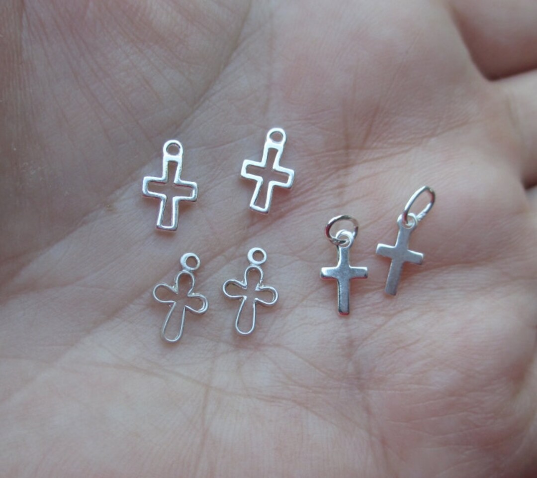 Sterling Silver Small/tiny Crosses(1,4,6,10 or 12 Cross Charms) - Etsy