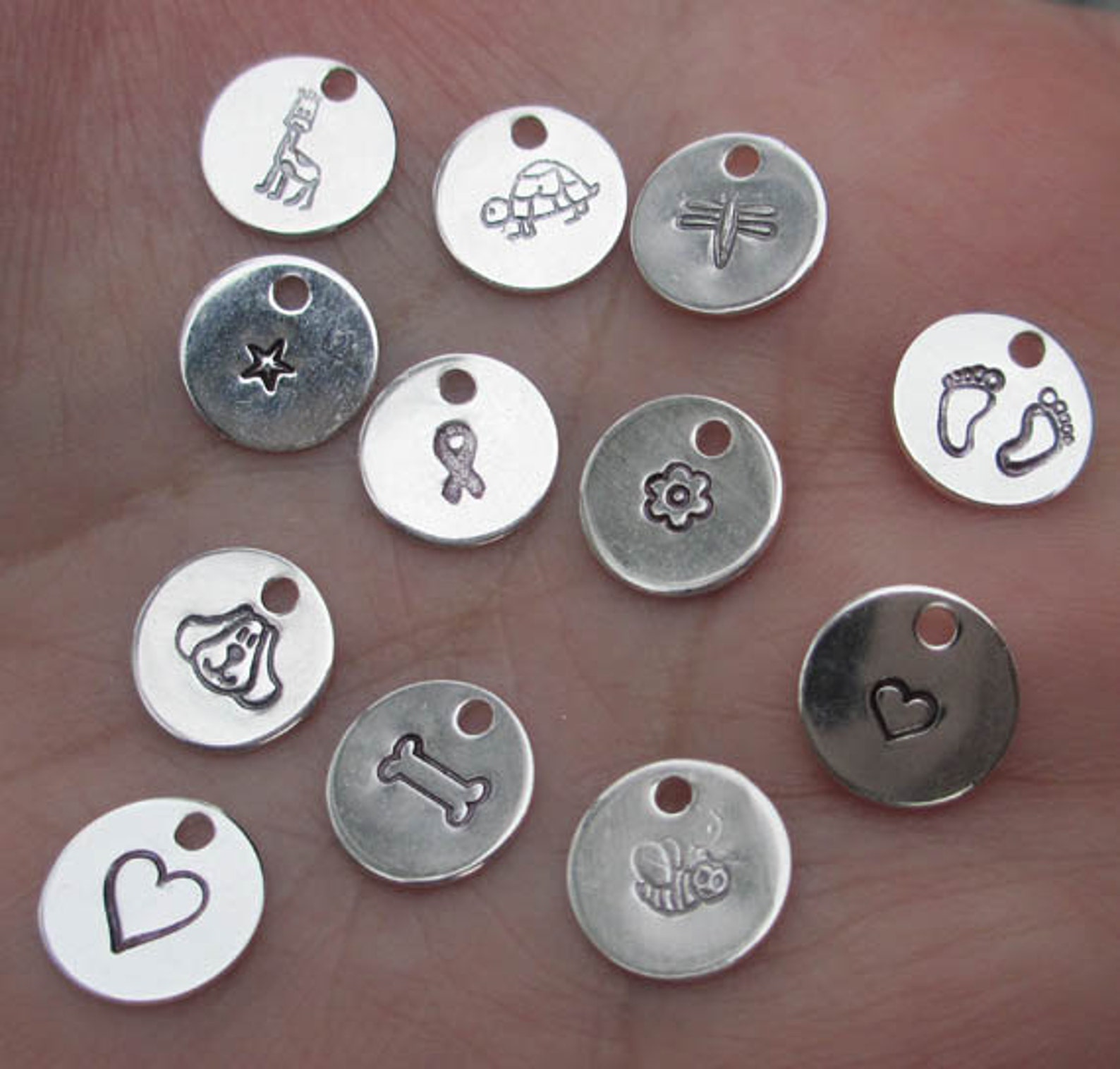 Sterling Silver Stamped Disc 3/8 or 1/2 | Etsy