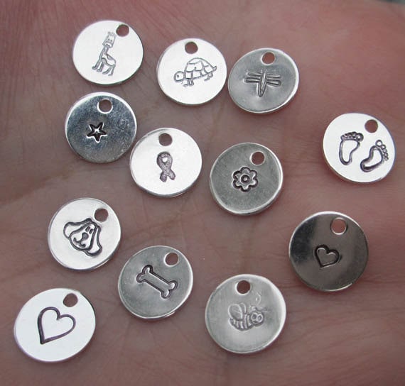 Sterling Silver Stamped Disc 3/8 or 1/2 | Etsy