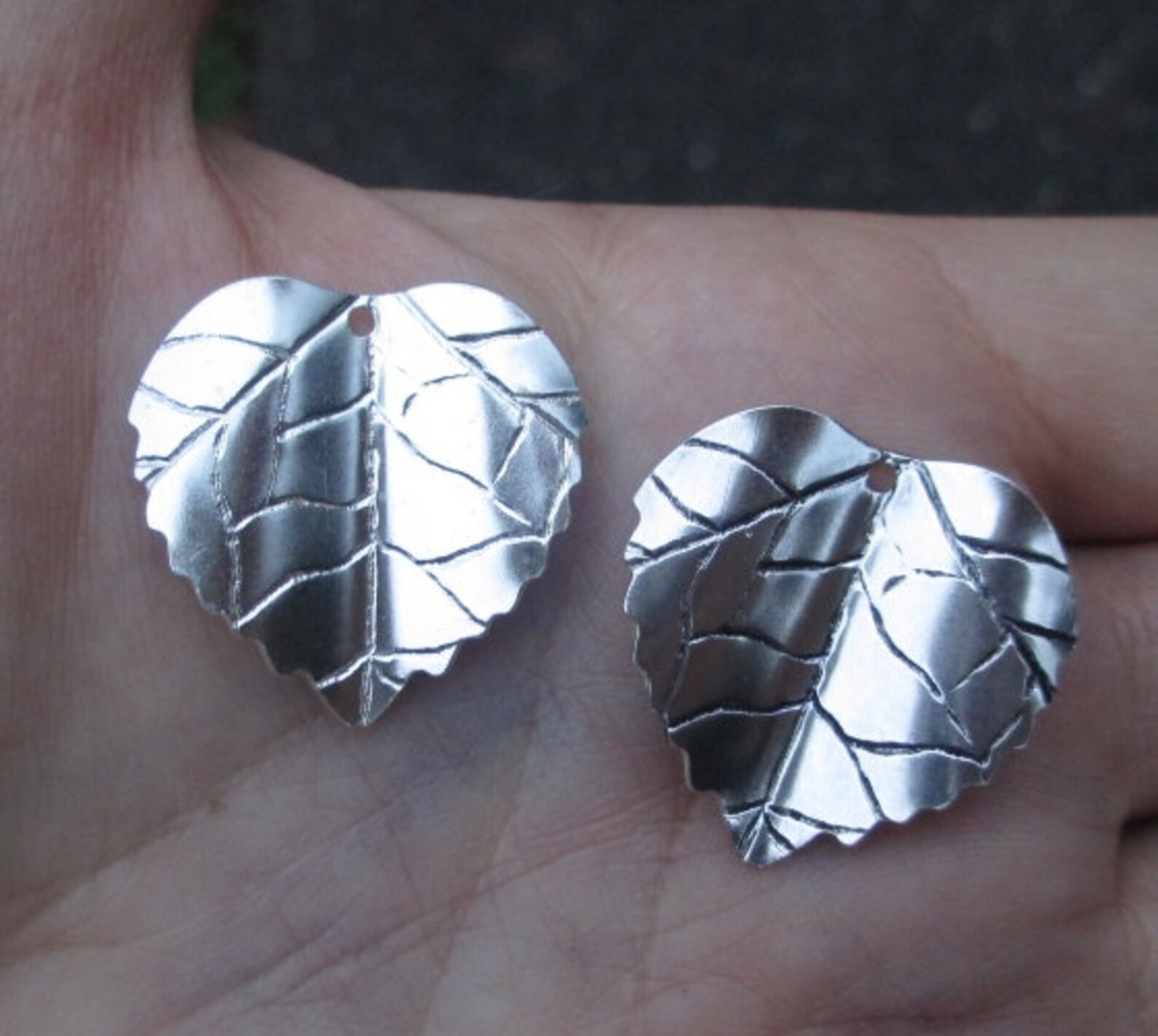 Sterling Silver Leaf Disc Leaf Spiral or Hammered Discs - Etsy