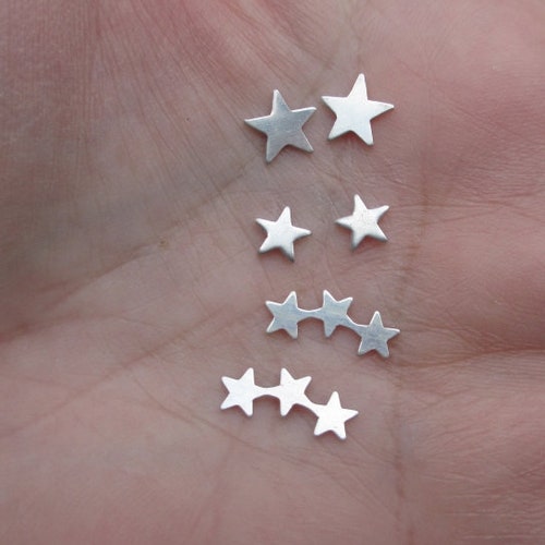 Sterling Silver Star Stampings 1/4 3/8'' - Etsy