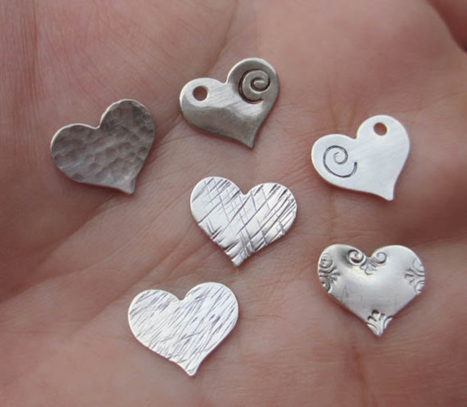 Sterling Silver Heart Charms(two)you Choose Which Two - Etsy