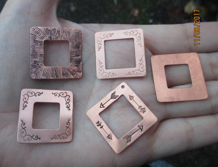 Copper Round Striped Discs Square frames or offset copper | Etsy