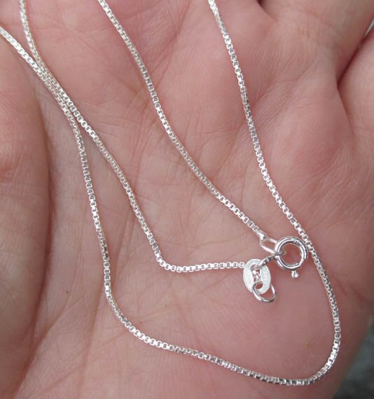 Sterling Silver Box Chain Finished Necklace 1mm18 | Etsy